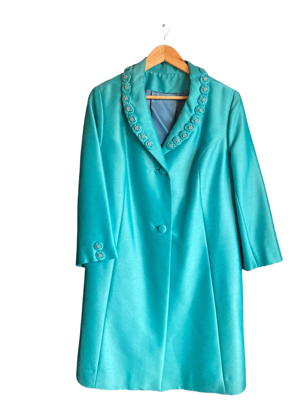 Vintage Peggy French Couture Turquoise 3/4 Sleeved Dress Suit And Long ...